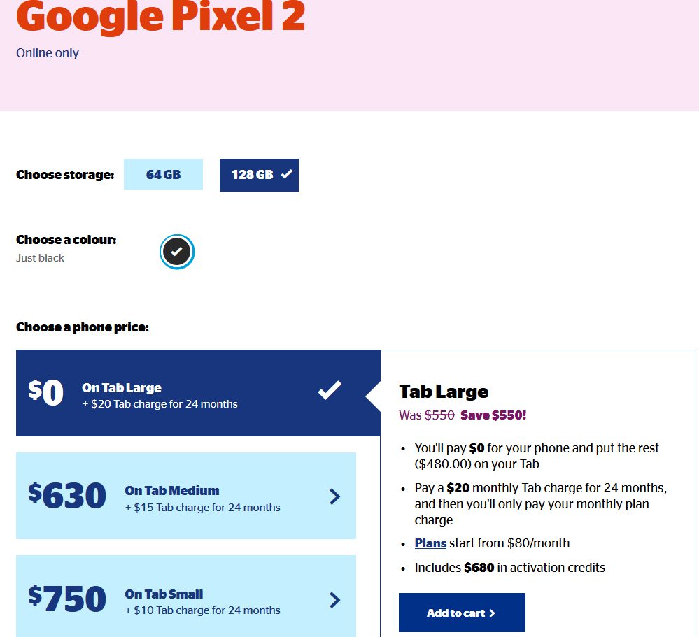 [Koodo] Pixel 2 128 GB $0 on Tab Large ($480) plus YMMV bill credits ...