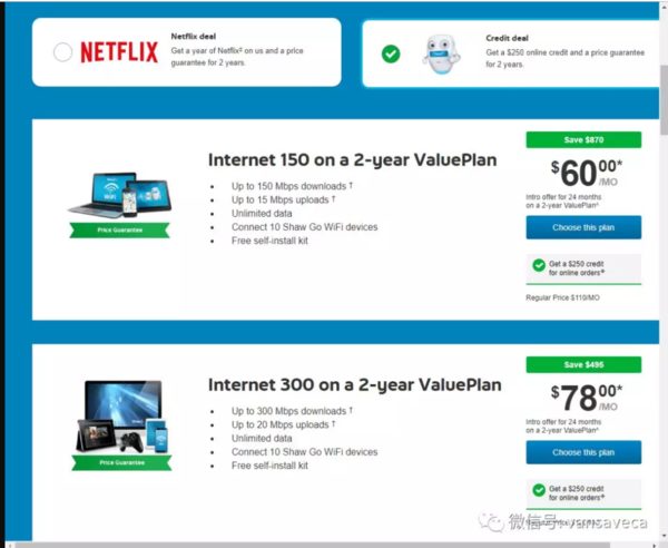 [Shaw] Internet 300 【$60 + $250 credits】 or Internet 600【$78 + $250 ...