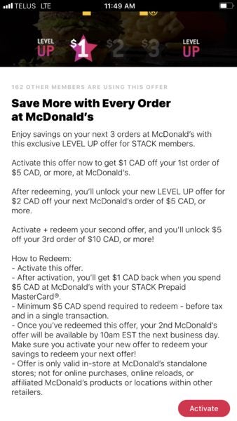 [McDonalds] Stack Credit/Debit Card Member Level Up Offer ...