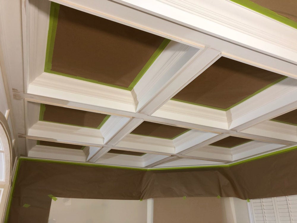 DIY: Replace popcorn ceiling with coffered ceiling in ONE week ...