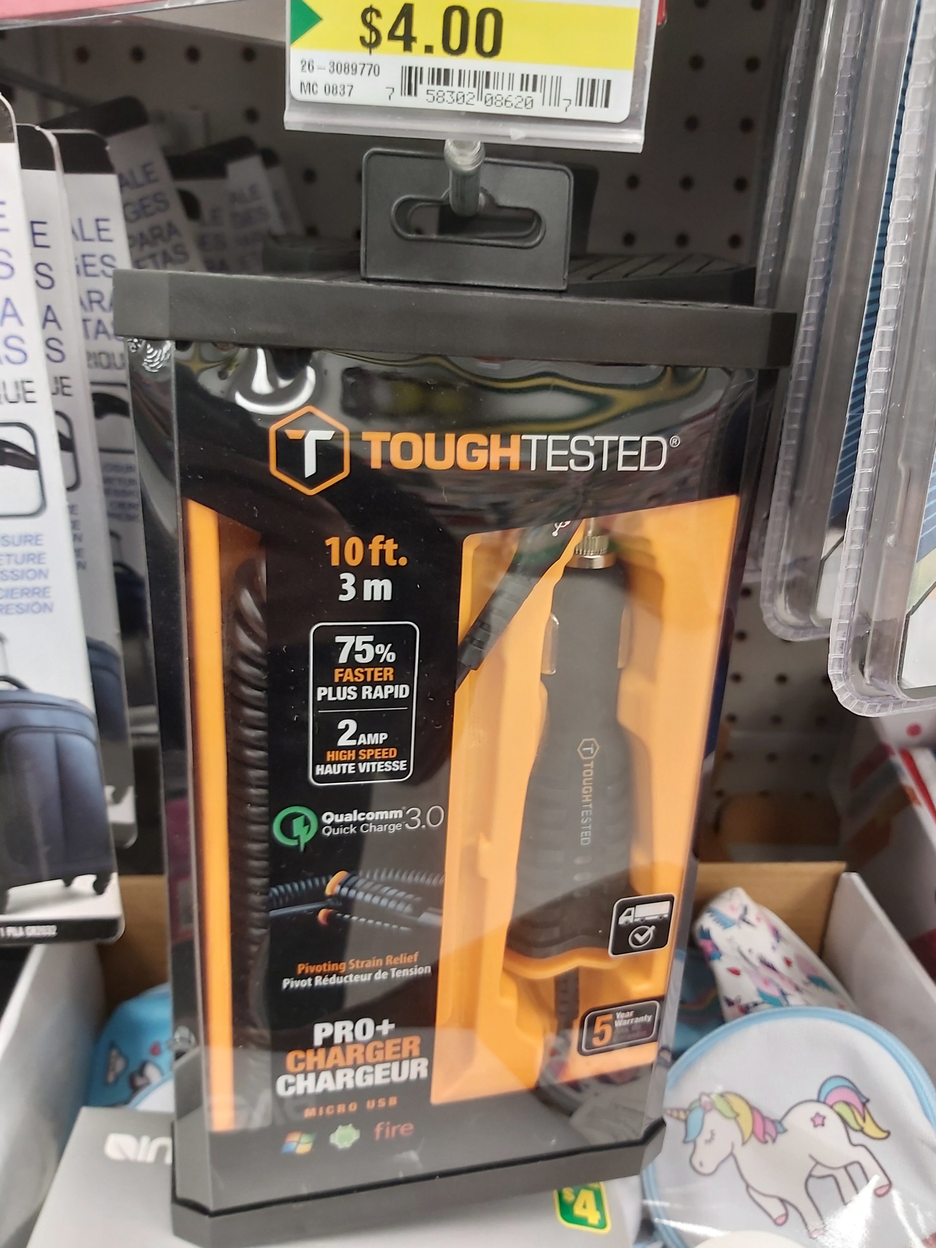 [Dollarama] Dollarama - $4 Tough Tested Pro car quick charger W/micro ...