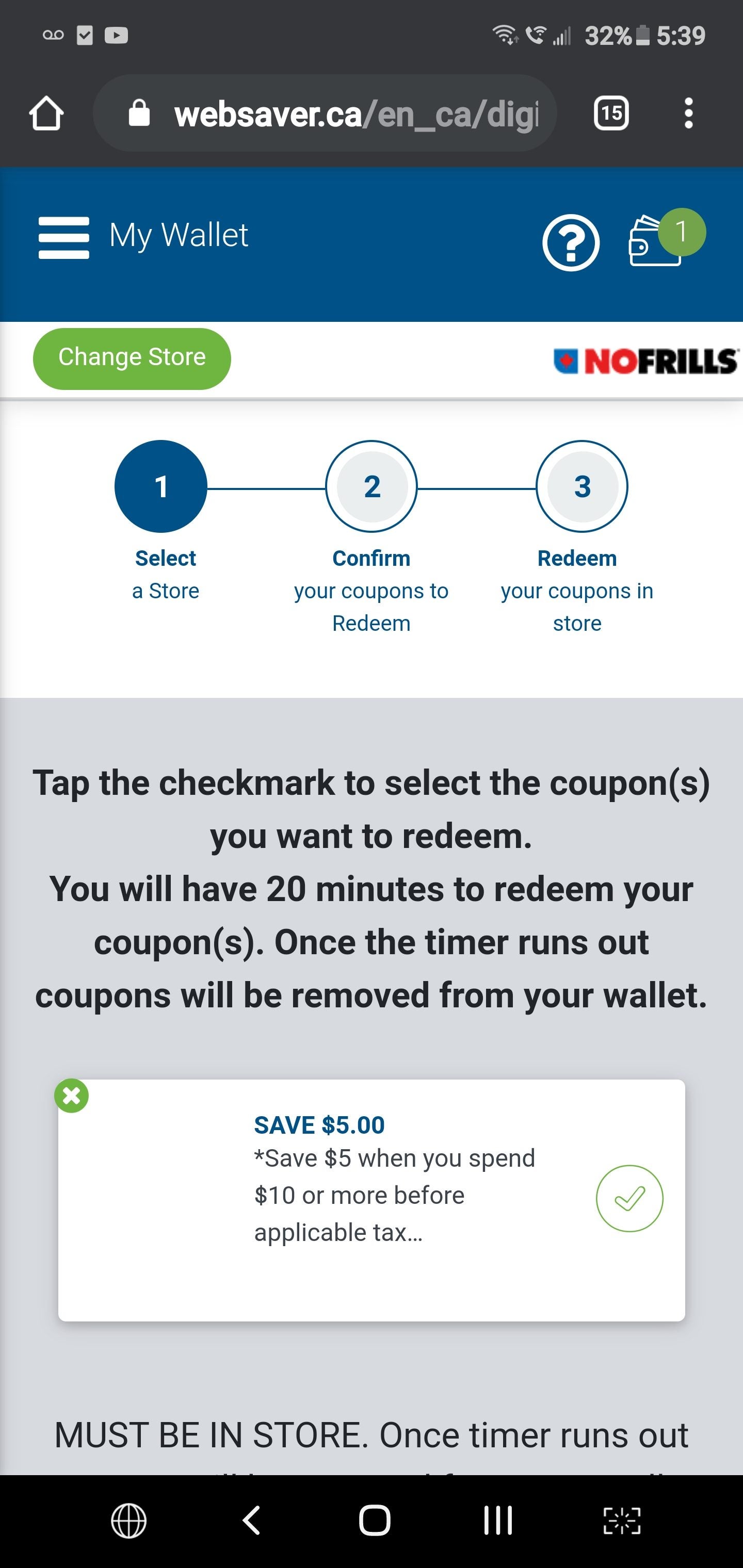 [No Frills] Coupon: $5 off when you spend at least $10 YMMV ...