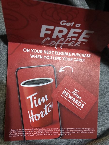 [Tim Hortons] Free coffee when u spend $0.50 (expires today) (free 50 ...