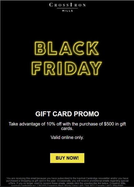 [IvanhoeCambridge] 10% off mall gift cards ( Crossiron Mills(Calgary ...