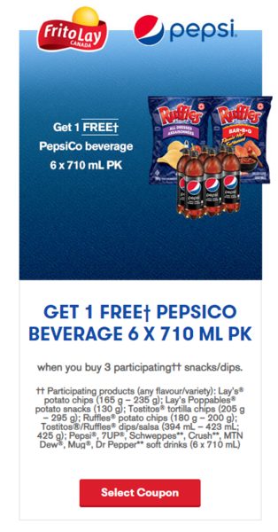 [Tasty Rewards] Free 6x710ml Pepsi product with purchase of 3 bags of ...