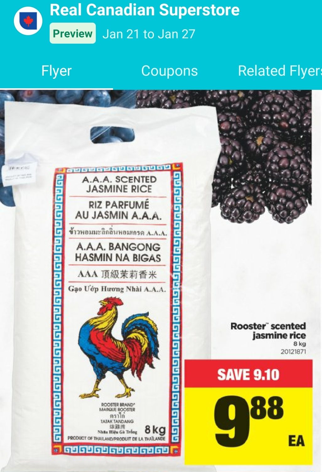 [RCSS& No Frills] Rooster AAA Scented Jasmine Rice 8KG $9.88 ...