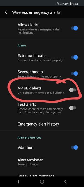com.android.cellbroadcastreceiver disabled still getting amber alerts - RedFlagDeals.com Forums