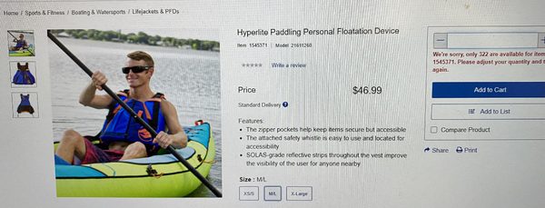 [Costco] Hyperlite Paddling Personal Floatation Device (life jacket $47 ...