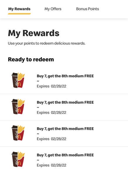 [McDonalds] PSA: Use Your In-App Free Coffee/Fries Rewards by February ...
