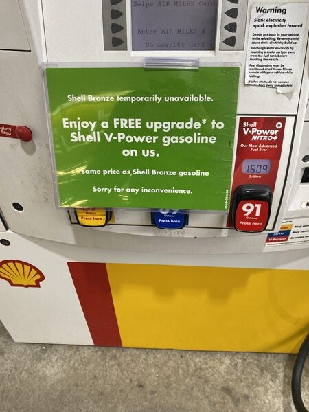 [Shell] Free upgrade to Shell V-power 91 gas (Mississauga ...