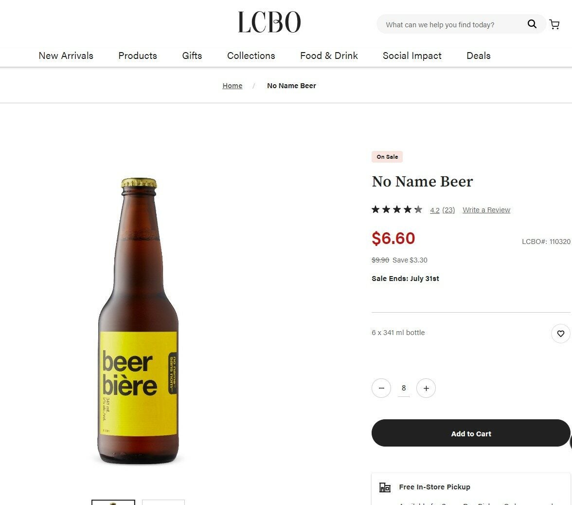 [LCBO] No Name Beer 6pack bottles $6.60 - Page 2 - RedFlagDeals.com Forums