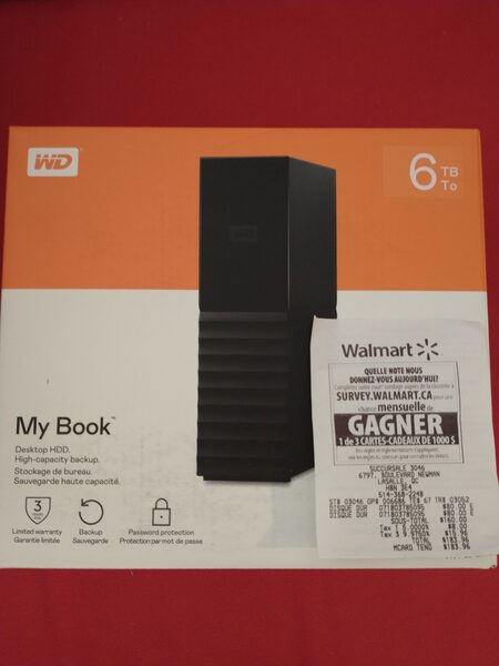 [Walmart] WD 6TB My Book Desktop USB 3.0 External HD $80 or $99 IN ...