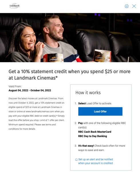 [Royal Bank] RBC Rewards: Landmark Cinemas: 10% Statement Credit (25 ...