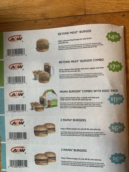 Coupons on A&W (awcoupon.ca) - RedFlagDeals.com Forums