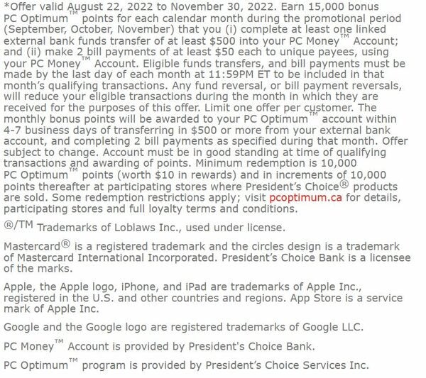 [PC Financial] YMMV 45k PC Pts ($45) Over 3 Mths Using PC Money Account (Mastercard Debit ...