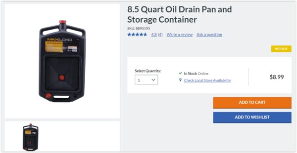 [Princess Auto] 8.5 Quart Oil Drain Pan and Storage Container - $ 8.99 ...