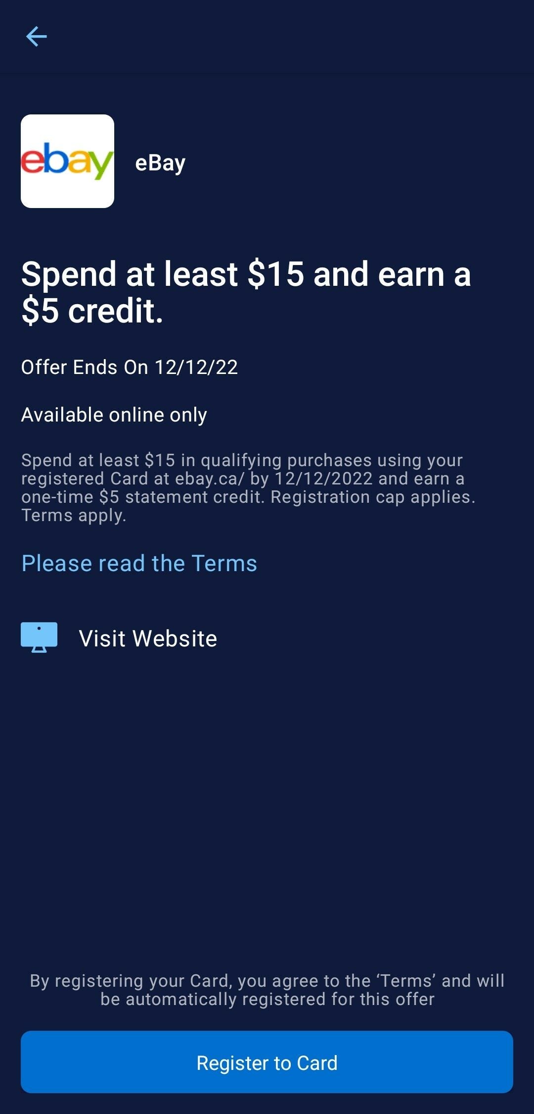 [American Express] [eBay] Spend at least $15 and get a $5 credit ...