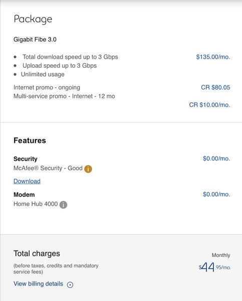 [Bell] 3Gbps Home Internet for $45 or $50/month (Existing 1.5Gbps for ...