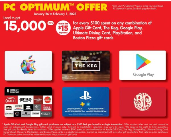 [Loblaws] 15,000 PCO points for every $100 spent on Apple, Keg, Google ...