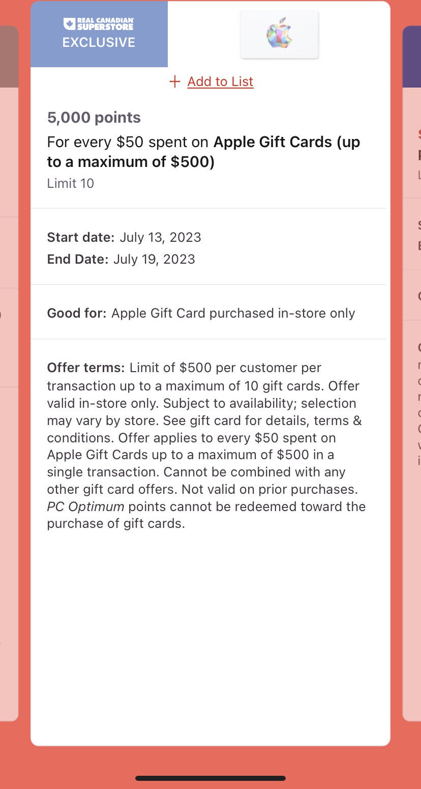 [PC Optimum] Get 5k PCO pts for Every $50 Spent on Apple Gift Cards ...