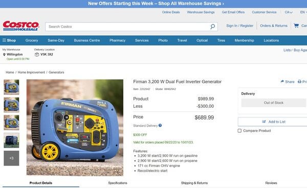 [Costco] Firman 3,200 W Dual Fuel Inverter Generator $689.99 - Page 4 ...
