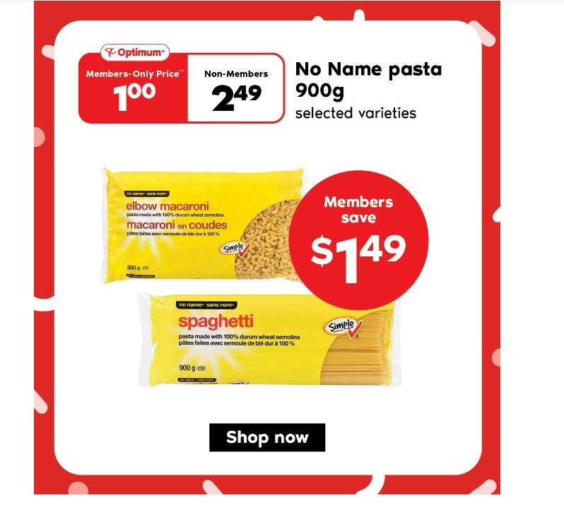[Loblaws] Flash Offer: 10,000 pts for burger, $1 No Name Pasta 900g ...