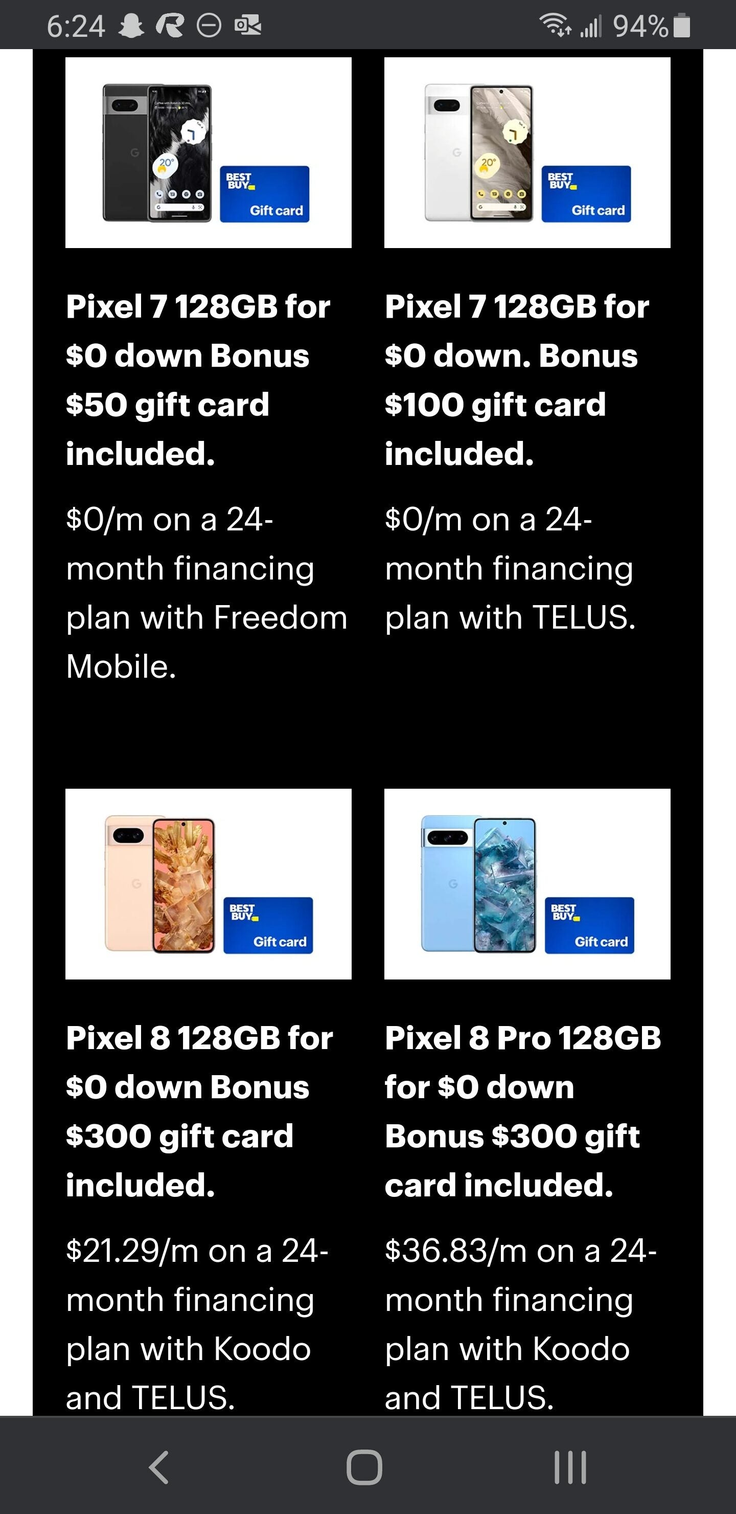 [Best Buy] [Black Friday] Pixel 7/7 Pro/8/8 Pro - 0$ Down + Gift Cards (Koodo) Starts Nov. 17 ...