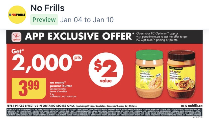 [No Frills] 1kg No Name Peanut Butter $3.99 (+2k PCO pts) (ON ...