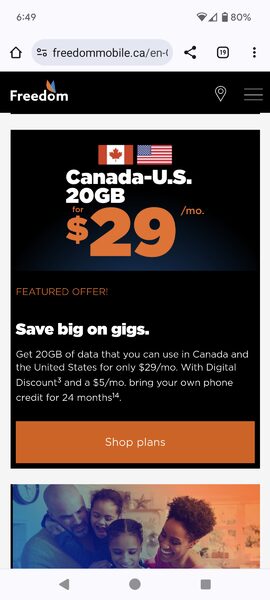 [Freedom Mobile] $29 20GB Canada-US - RedFlagDeals.com Forums