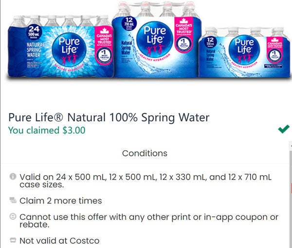 [Giant Tiger] Pure Life Spring Water 1.99 - 1 for 12 bottles ...