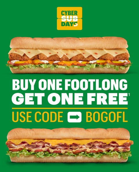 [Subway] BOGO footlong with code BOGOFL (ONLINE /APP) - RedFlagDeals ...