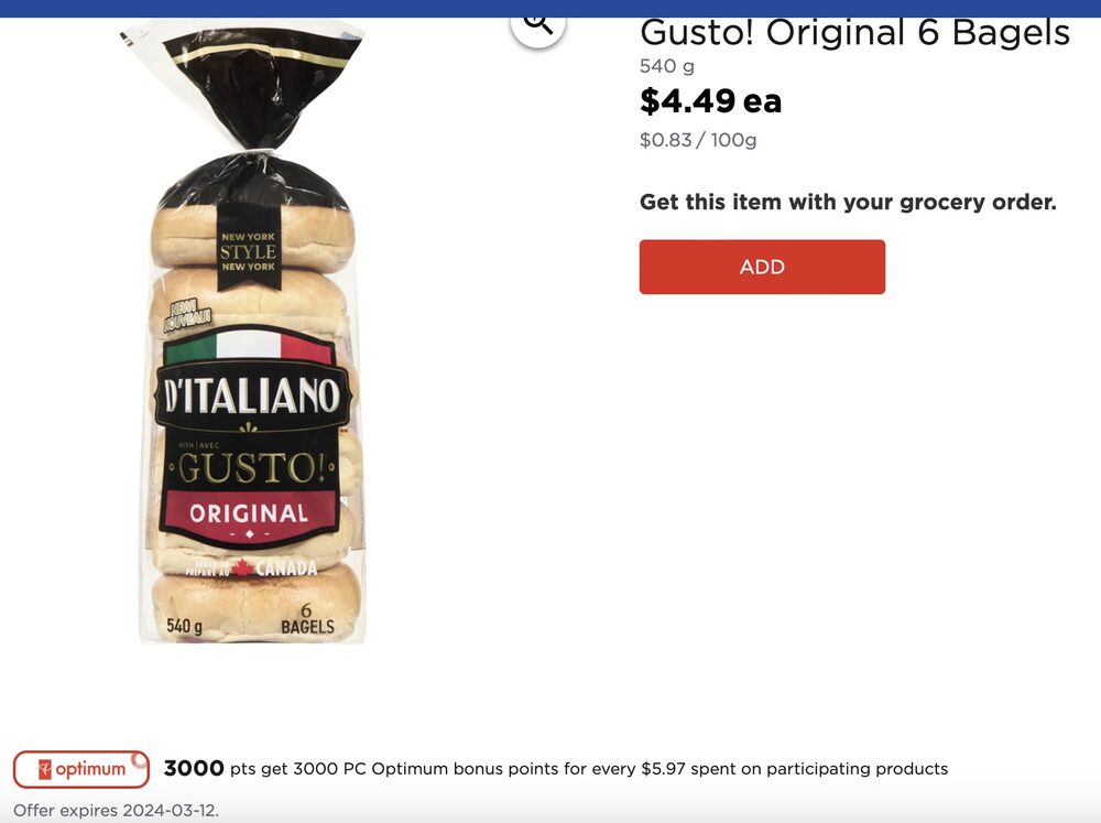 [Maxi] QUEBEC ONLY Buy One Get One Free D’Italiano Bagels with coupon ...