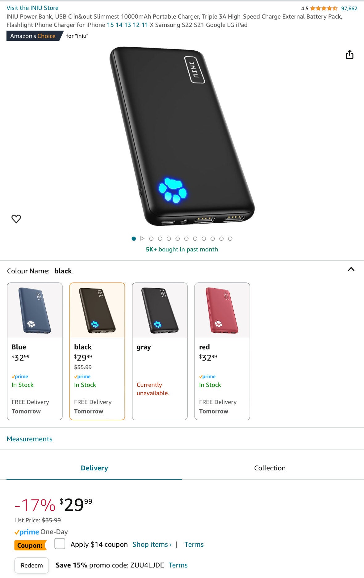 [Amazon.ca] INIU Power Bank, USB C in&out Slimmest 10000mAh Portable ...