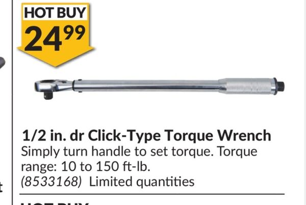 [Princess Auto] 1/2 in. dr Click-Type Torque Wrench - $24.99 ...