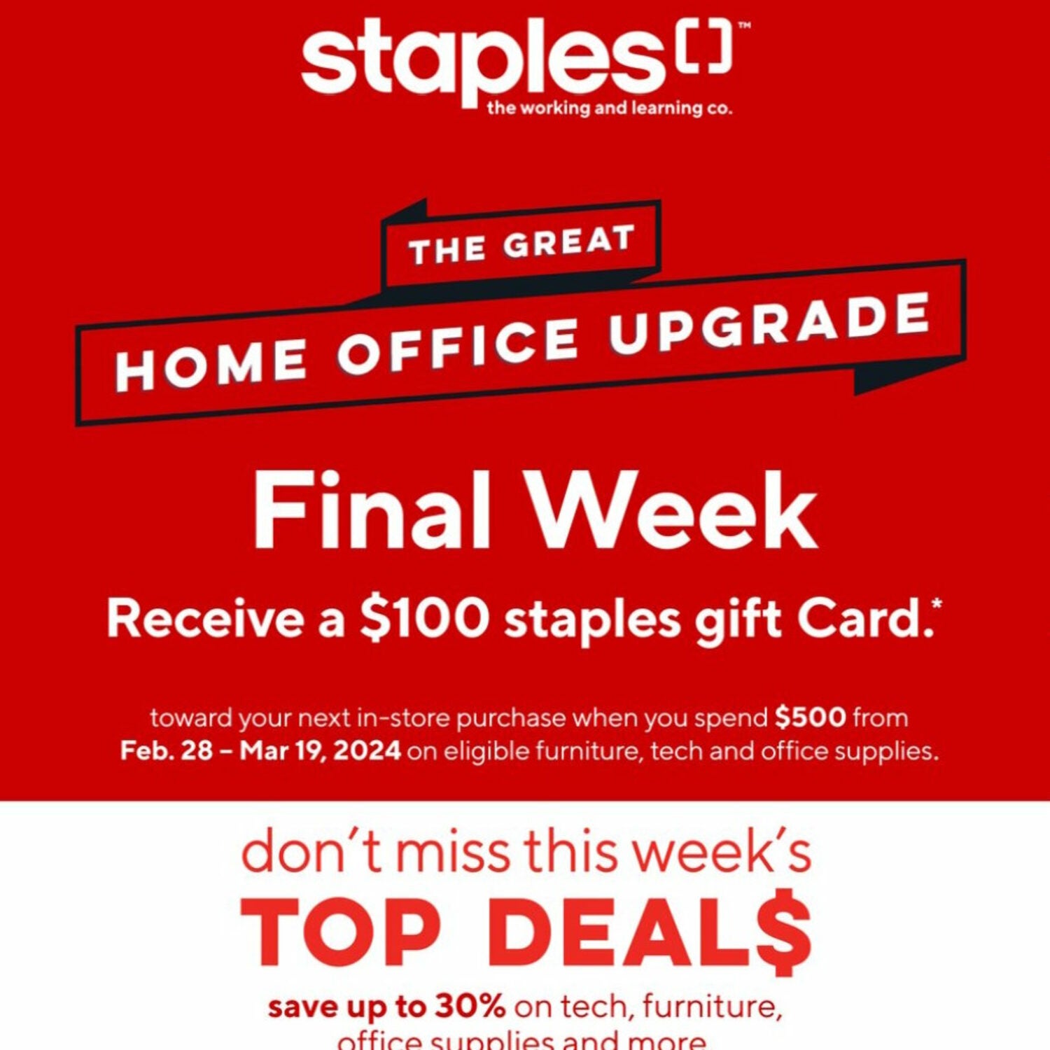 Staples Weekly Flyer - Weekly Deals - The Great Home Office Upgrade ...