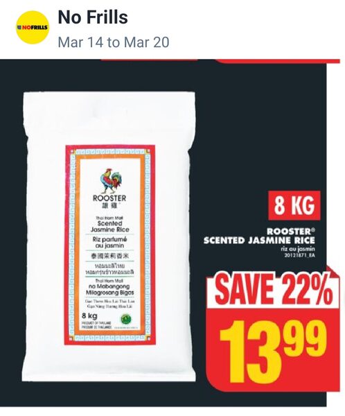 [No Frills / Real Canadian Superstore] Rooster Scented Jasmine Rice 8Kg ...