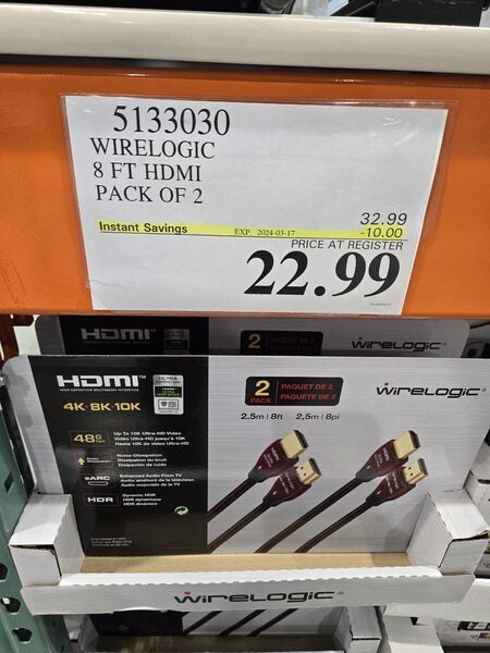 [Costco] Wirelogic 48GB 8FT HDMI - 2 Pack, $23 in-store - RedFlagDeals.com Forums