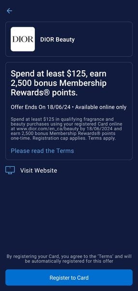 [American Express] [Dior] Spend at least $125, earn 2,500 bonus ...