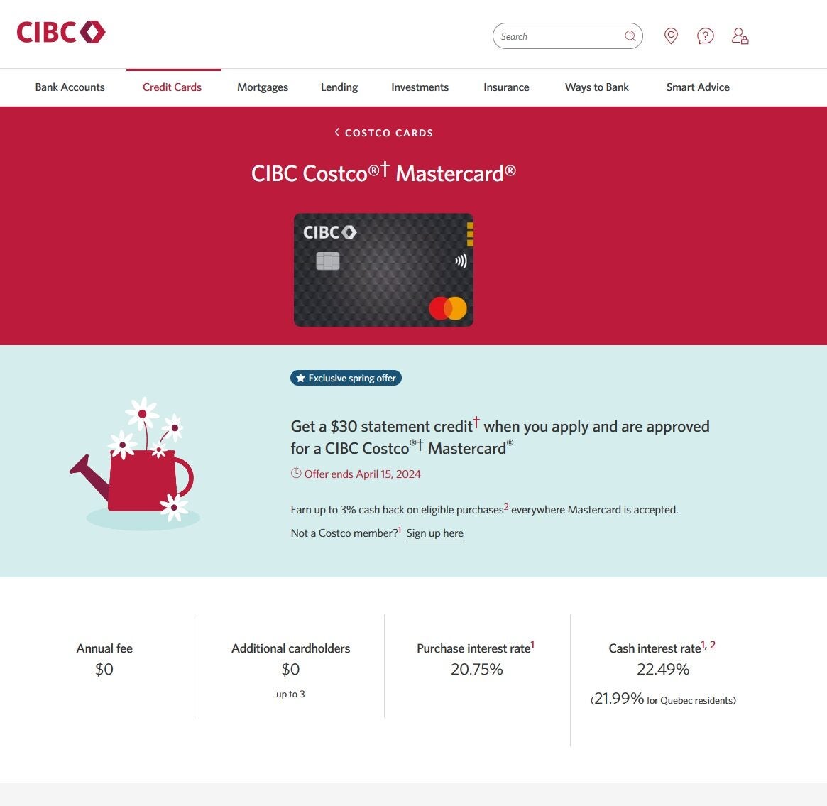 [CIBC, COSTCO] Costco Mastercard - $30 statement credit when approved ...
