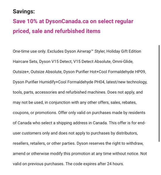 DysonCanada code (Perkopolis) - RedFlagDeals.com Forums