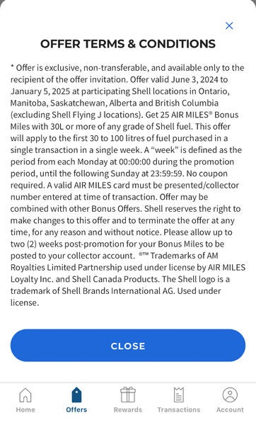 [Shell] Shell Air Miles- 25 Bonus miles on your first 30L weekly fill ...