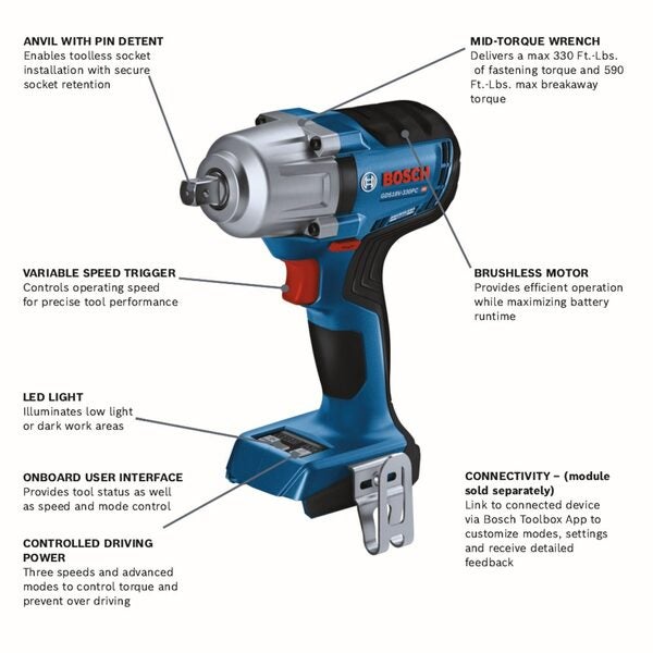 [Princess Auto] BOSCH GDS18V-330CN 18V Brushless 1/2 in. Mid-Torque ...