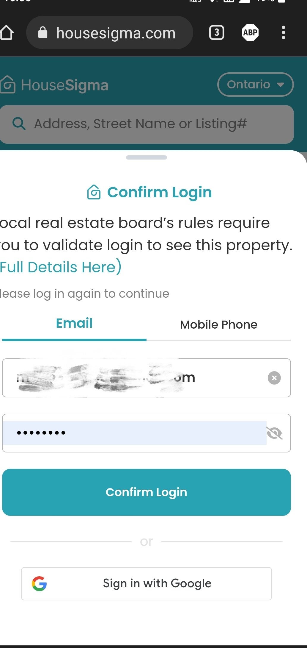 Issues with HOUSESIGMA login - anyone else have the problem ...