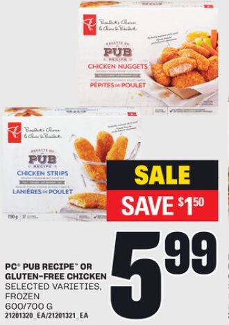 [Loblaws] PC Pub Chicken Strips 700g $3.99 after loadable PCO coupon ...