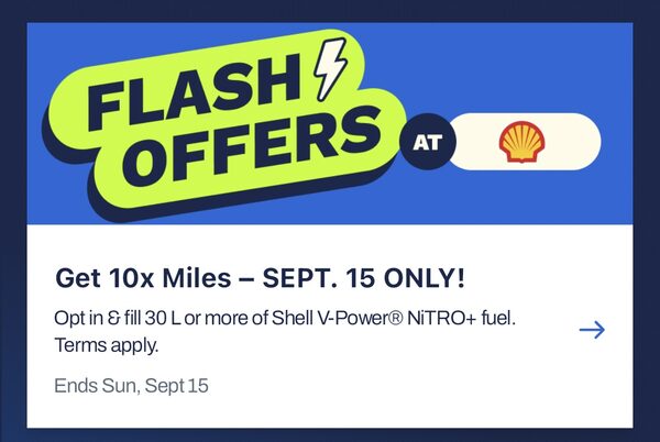 [Air Miles] [Shell] Get 10X AMs when you fill 30L+ V Power - Sept 15 ...