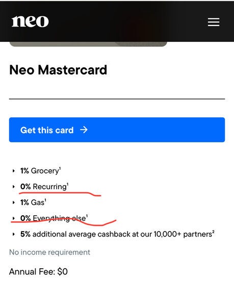 The Neo World Elite® Mastercard - 5% cashback groceries and gas - Page ...