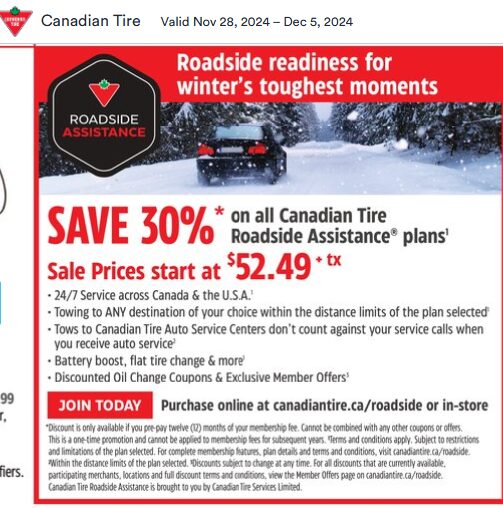 [Canadian Tire] Save 30% on All Canadian Tire Roadside Assistance Plans ...