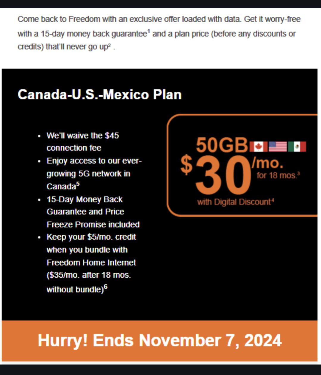 [Freedom Mobile] [Black Friday] Multiple Freedom Offers, Can-US-Mex ...