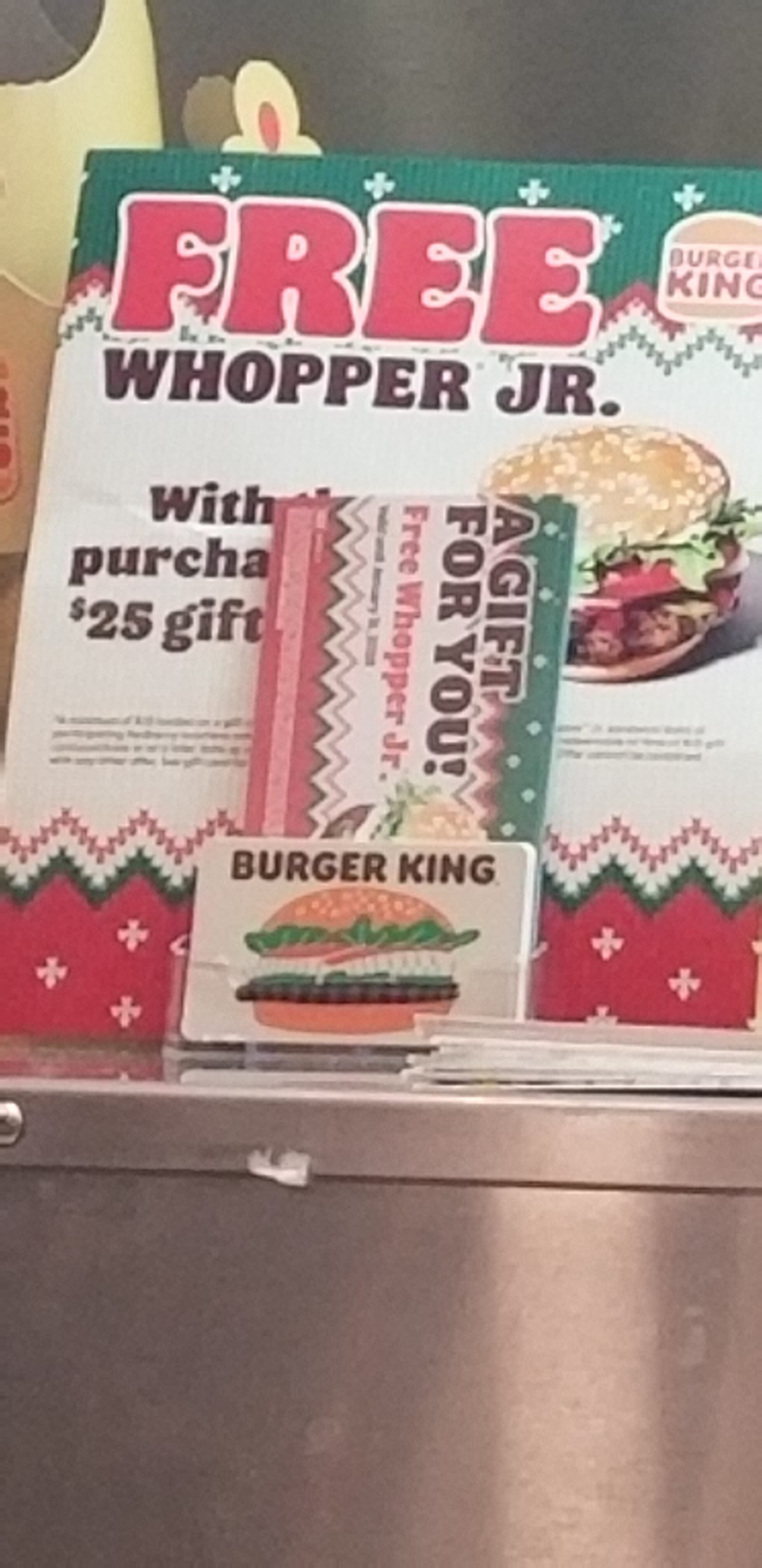 [Burger King] Free Whopper Jr (With Purchase of $25 Gift Card) -- YMMV ...