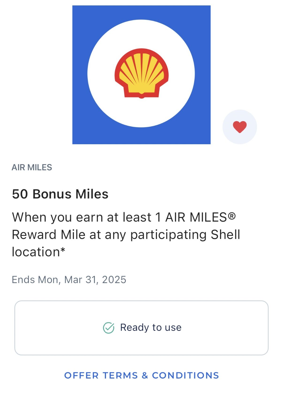 [Air Miles] Get 50 BAM when you earn at least 1 AM at Shell (YMMV ...